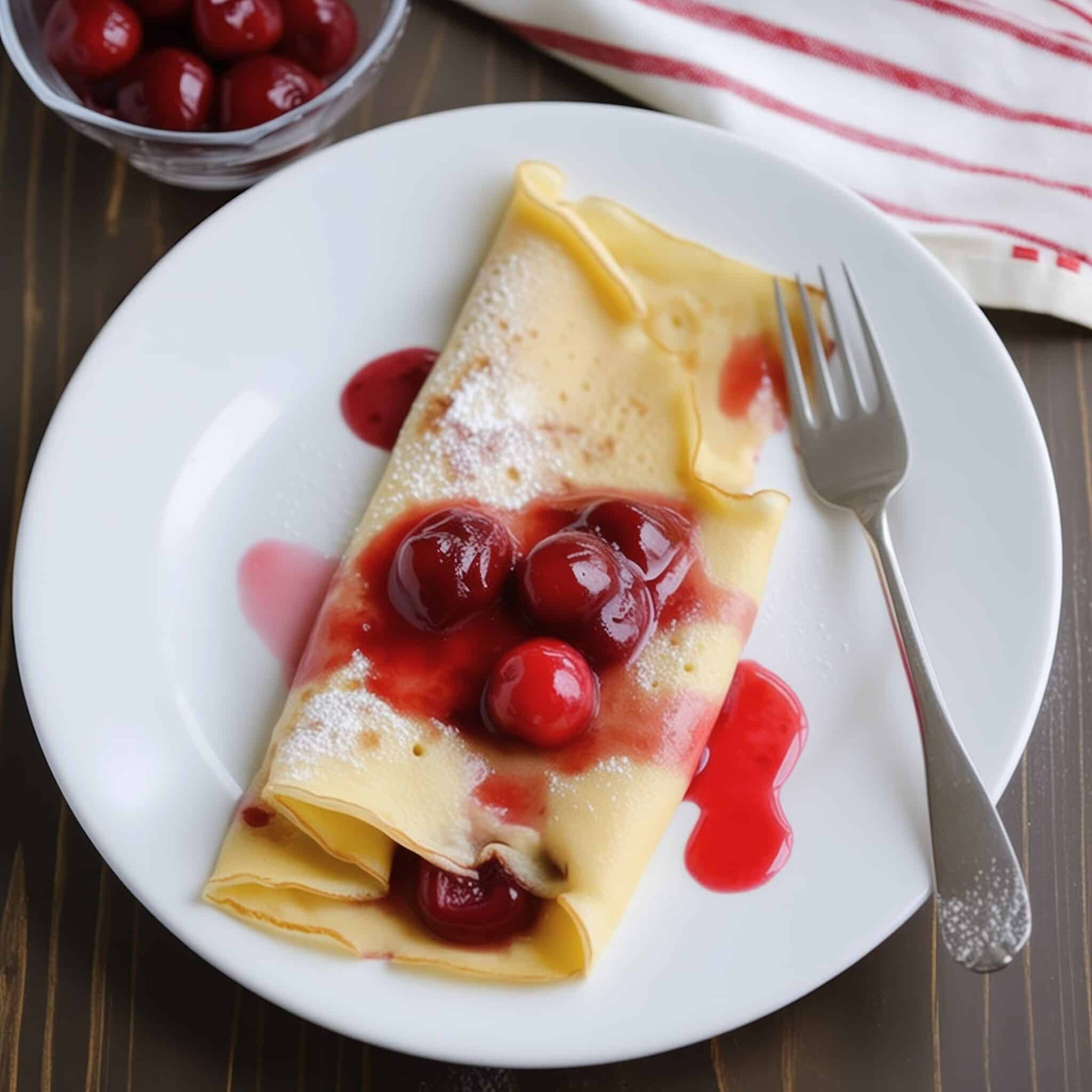 Easiest Cherry Crepes - with cherry pie filling!