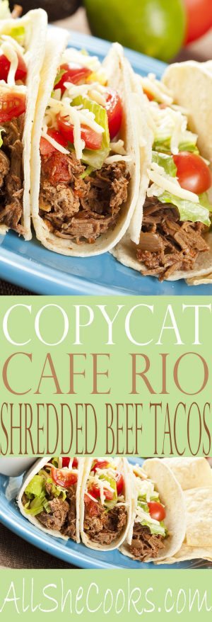 Copycat Cafe Rio Shredded Beef Tacos - All She Cooks