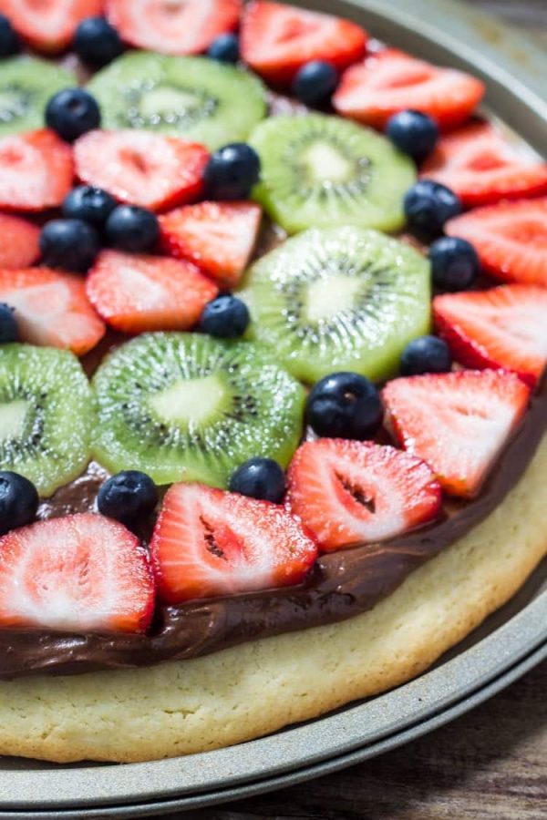 Chocolate Fruit Pizza - Dessert Pizza Recipe - All She Cooks