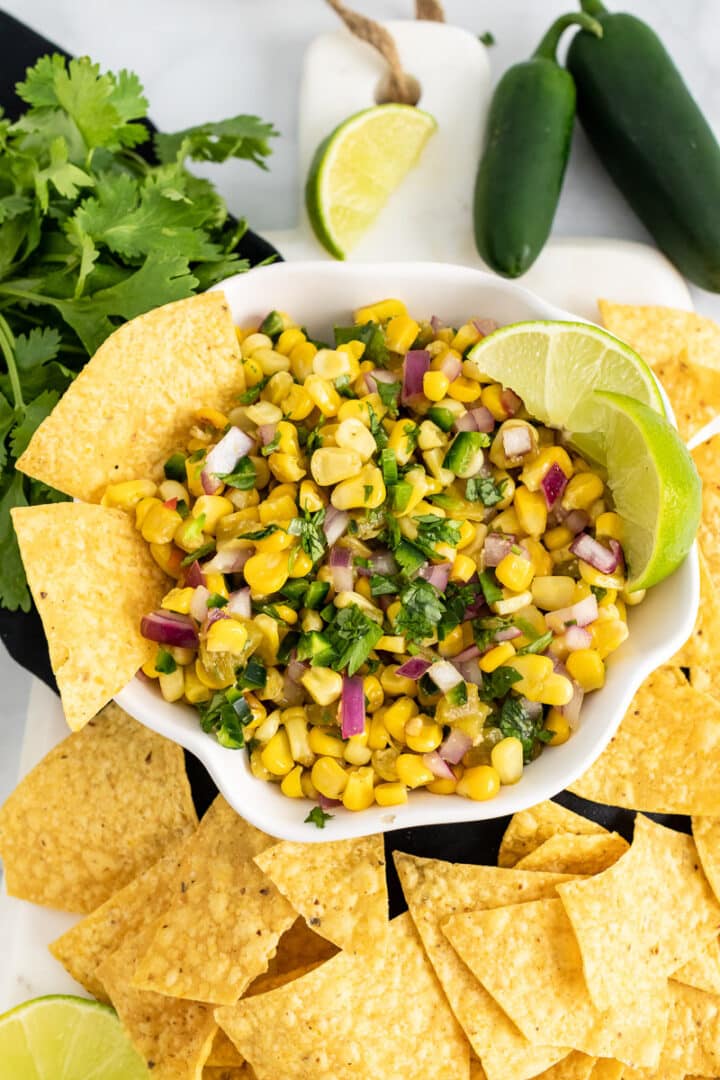 Roasted Chili Corn Salsa - Chipotle Copycat Recipe! - All She Cooks