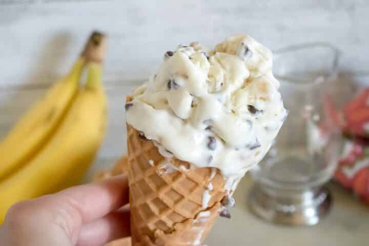 No-Churn Banana Chocolate Chip Ice Cream - All She Cooks