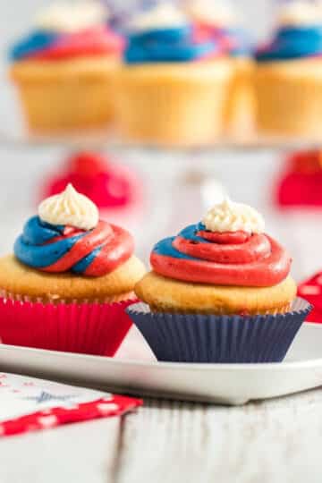 Red White and Blue Cupcakes - All She Cooks