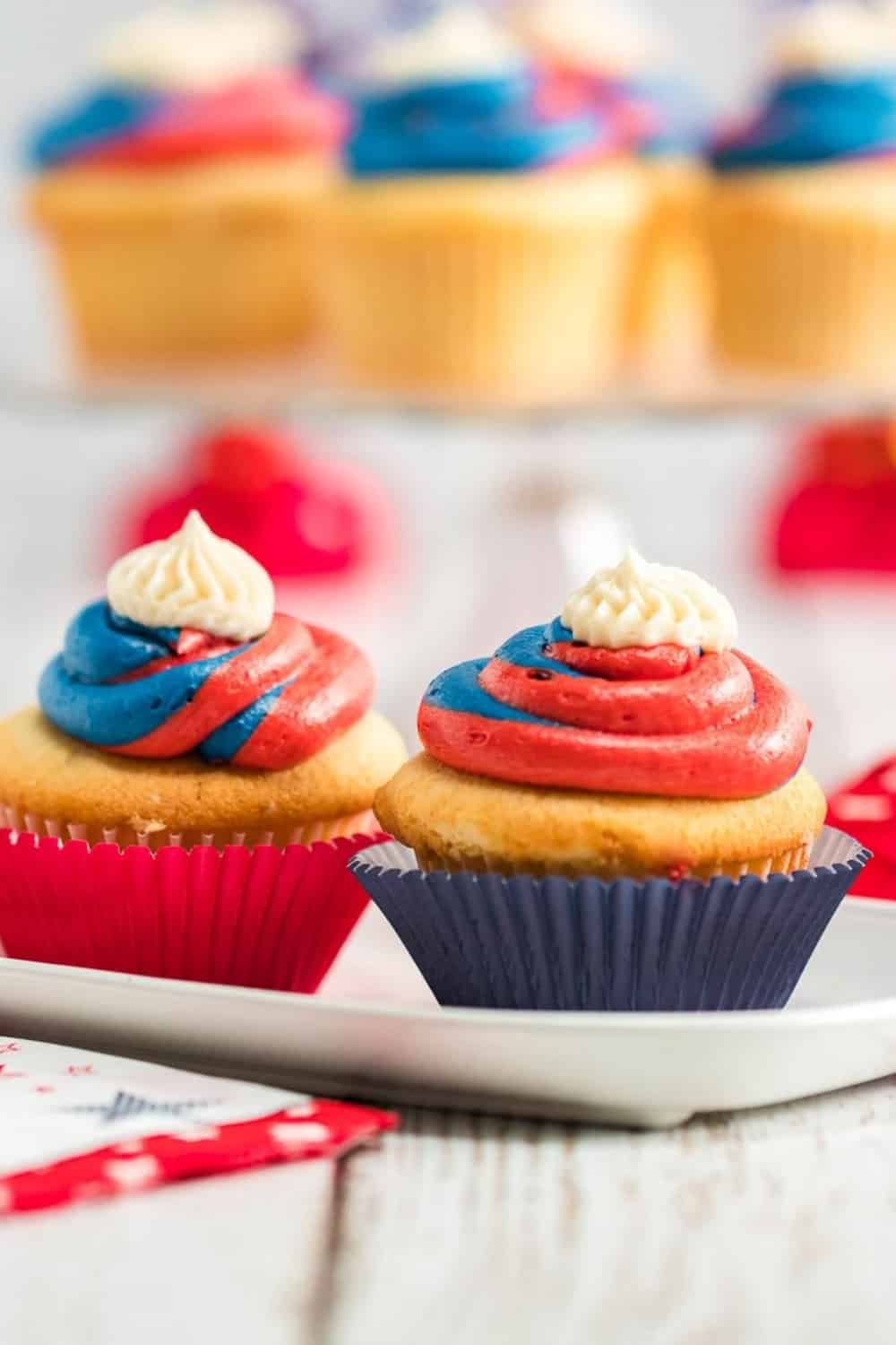 Red White and Blue Cupcakes - All She Cooks