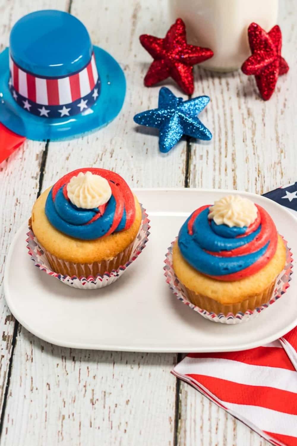 Red White and Blue Cupcakes - All She Cooks