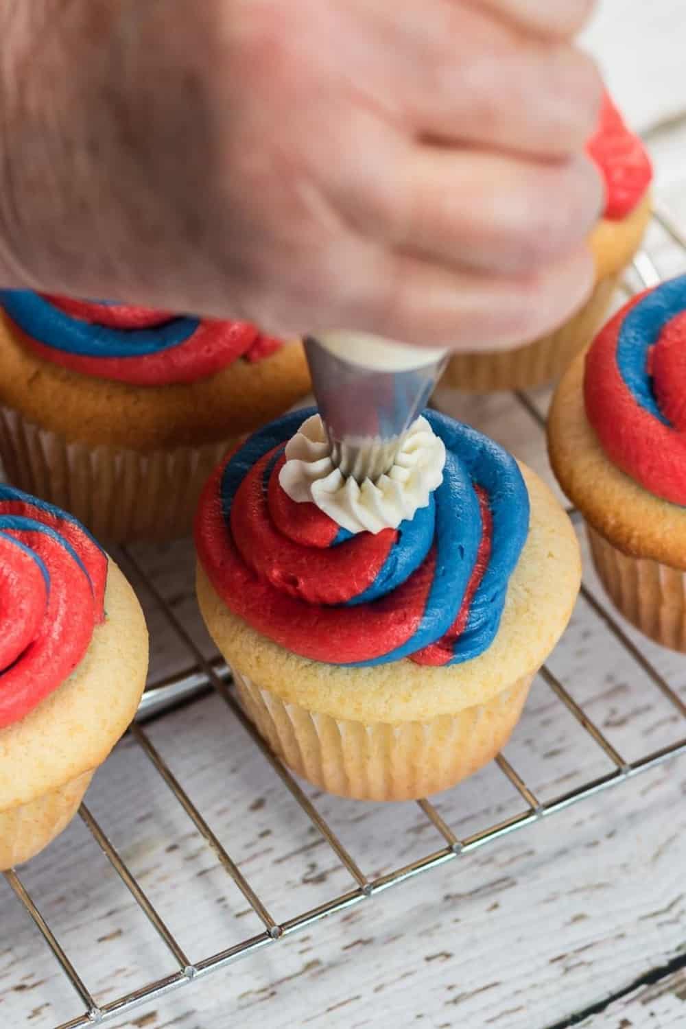 Red White and Blue Cupcakes - All She Cooks