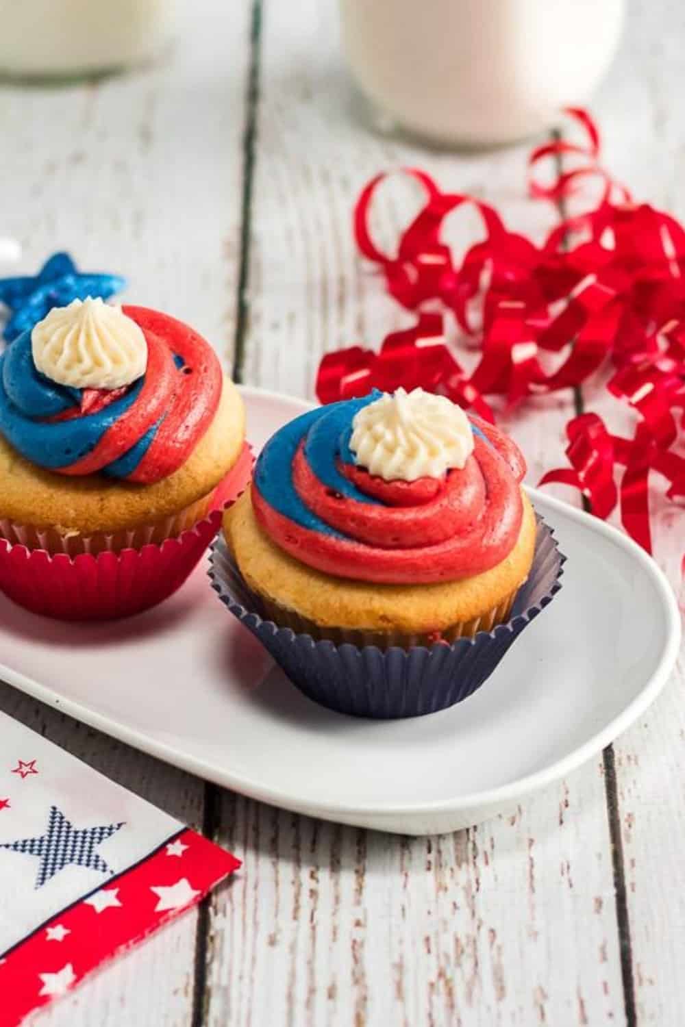 Red White and Blue Cupcakes - All She Cooks