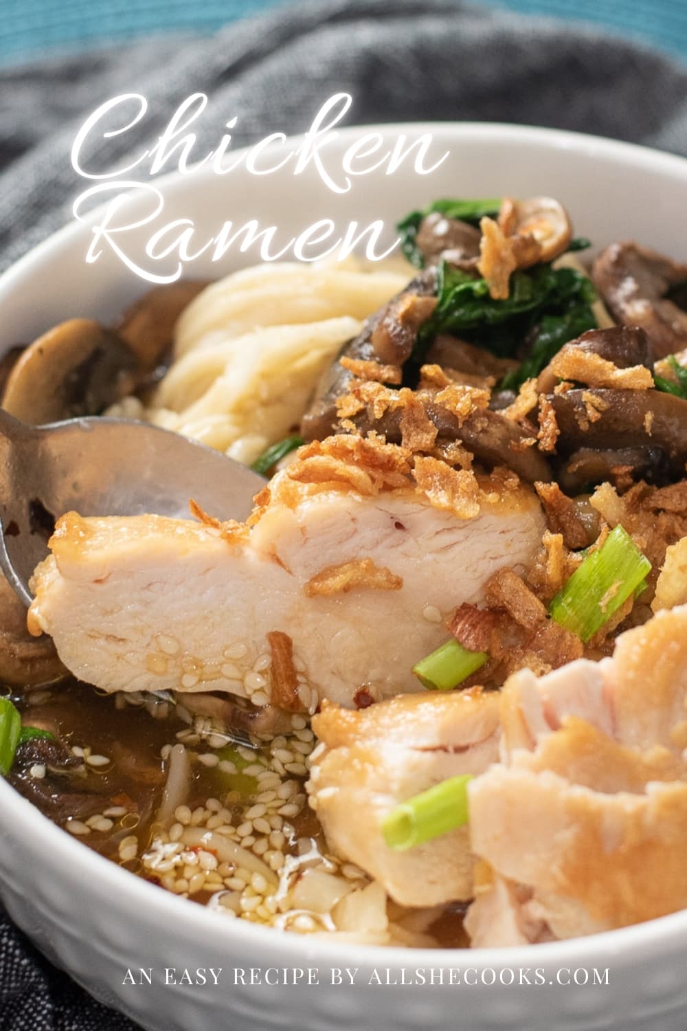 Chicken Ramen - Spicy and Simple - All She Cooks