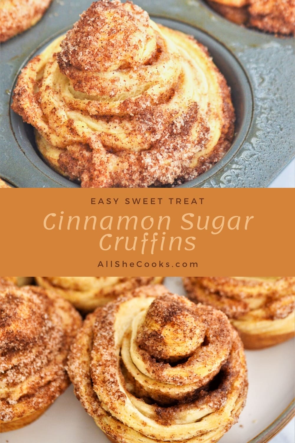 Cinnamon Sugar Cruffins - All She Cooks