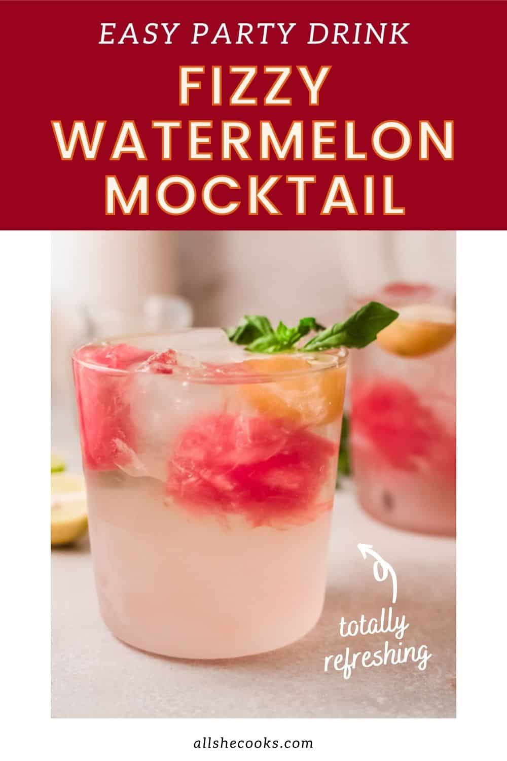 Fizzy Watermelon Mocktail - Non-Alcoholic | All She Cooks