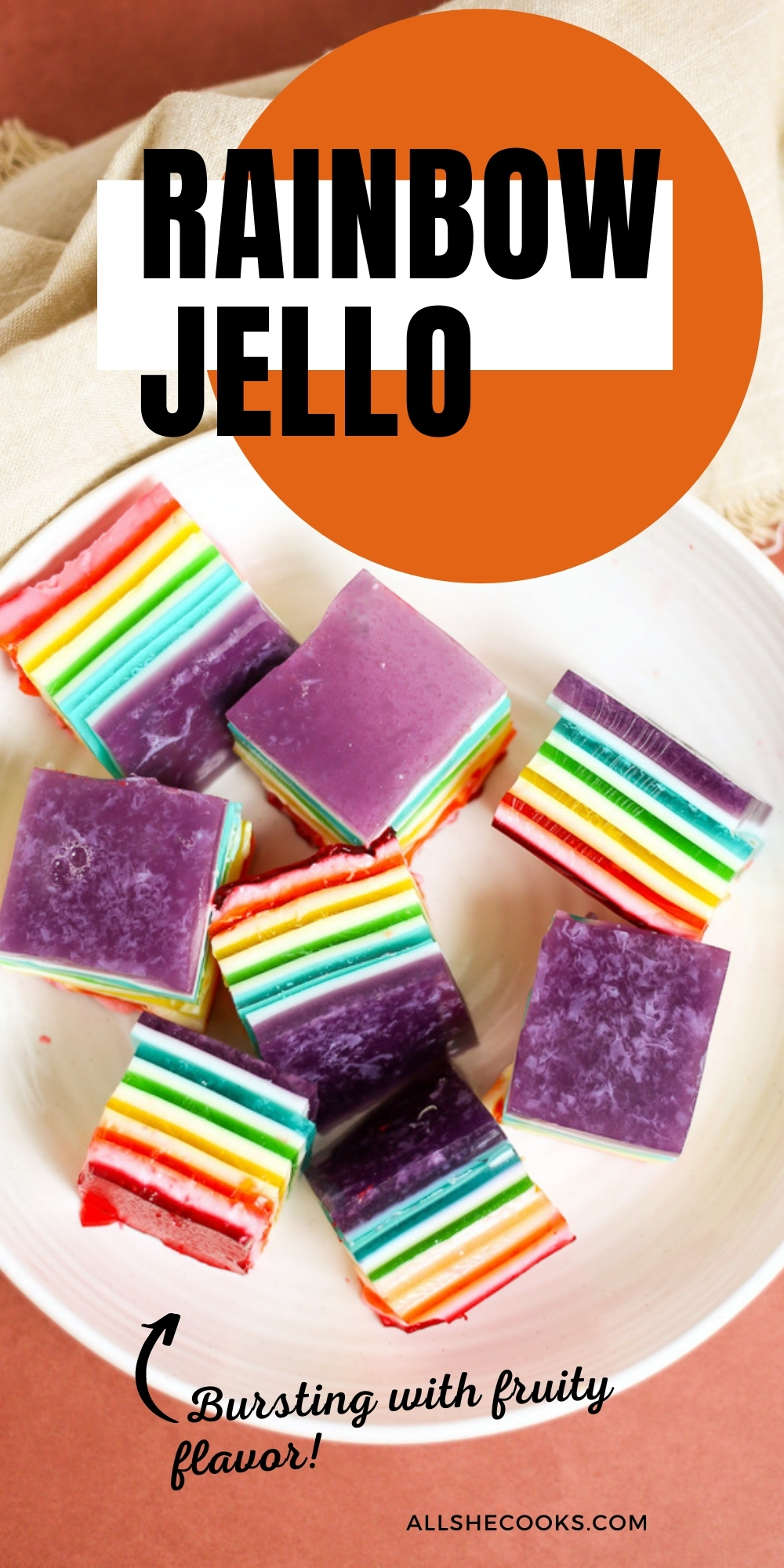 Rainbow Jello - Holiday Party Favorite - All She Cooks