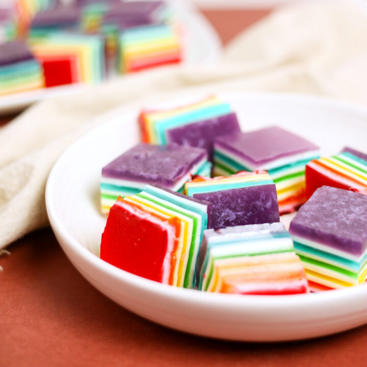 Rainbow Jello - Holiday Party Favorite - All She Cooks