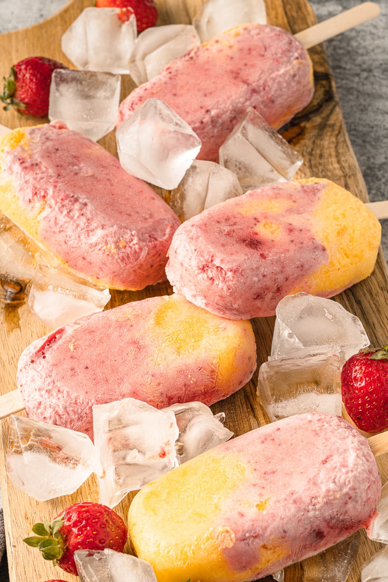 Strawberry Mango Popsicles - Homemade - All She Cooks