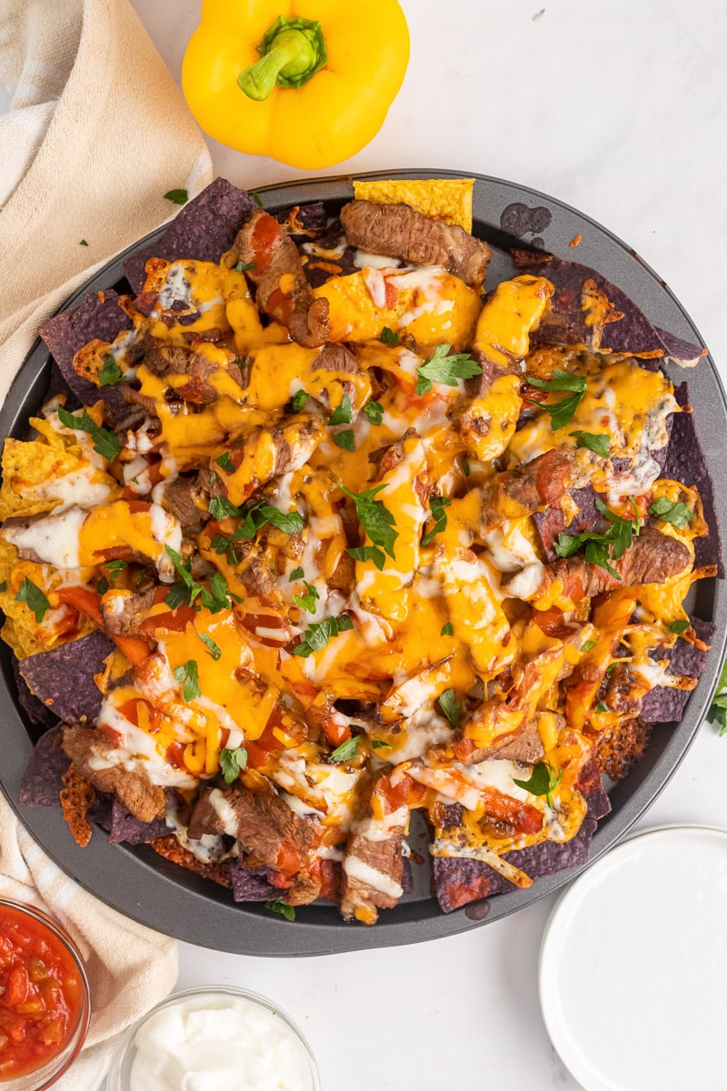 One-Pan Fajita Nachos - Ready in 30 Minutes - All She Cooks