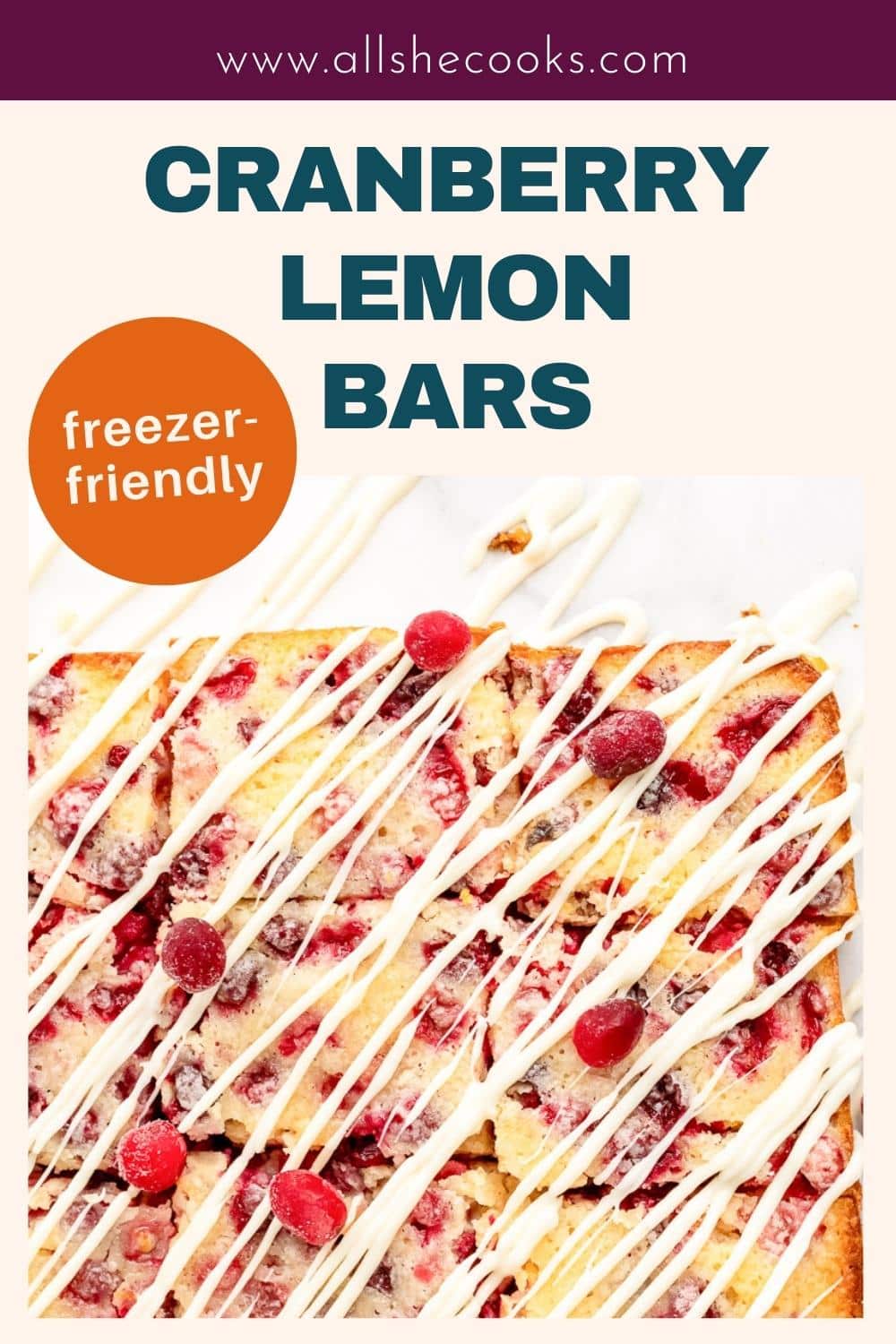 Cranberry Lemon Bars - All She Cooks