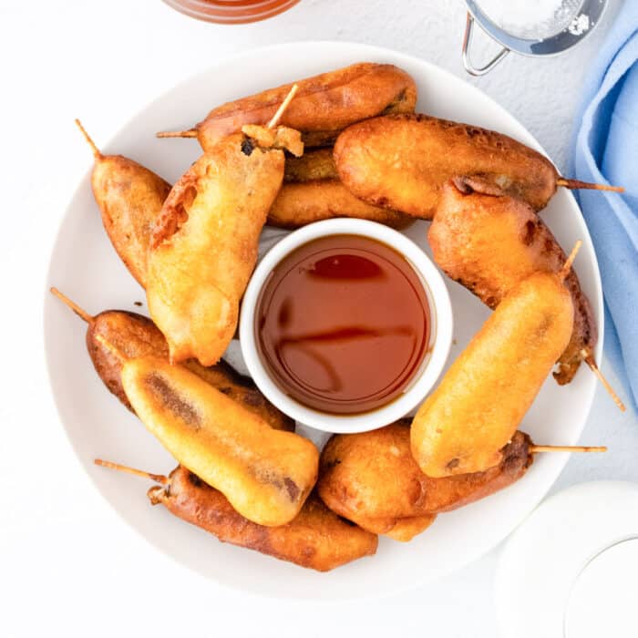 Pancake and Sausage on a Stick - All She Cooks