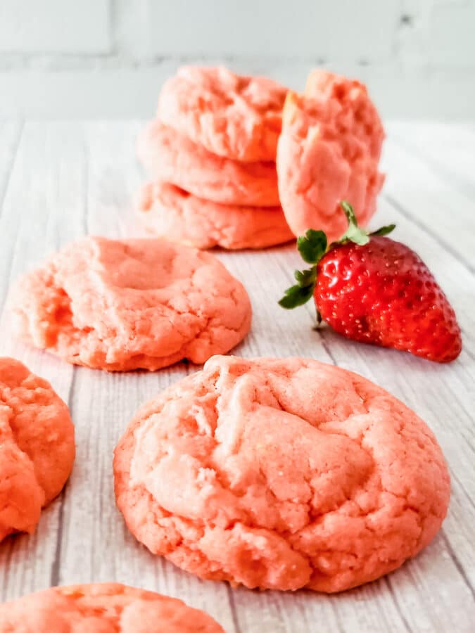 Strawberry Cake Mix Cookies - All She Cooks