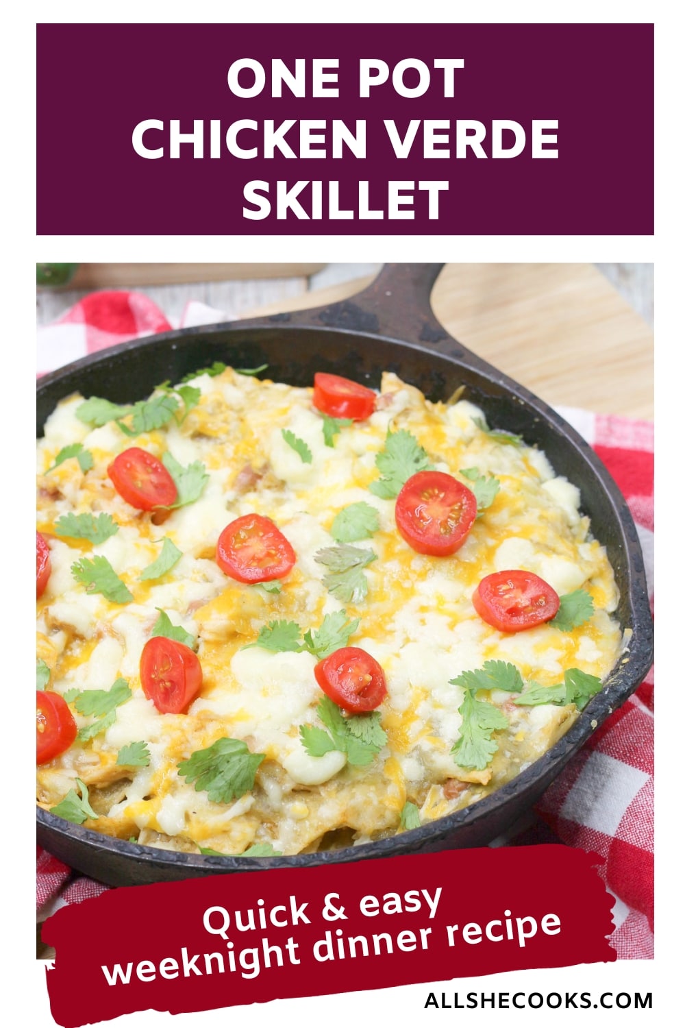 One Pot Chicken Verde Skillet - All She Cooks