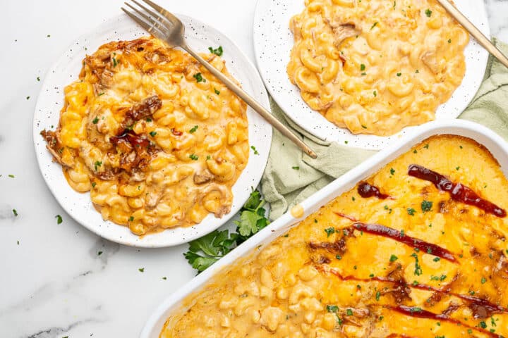 Pulled Pork Mac and Cheese - All She Cooks