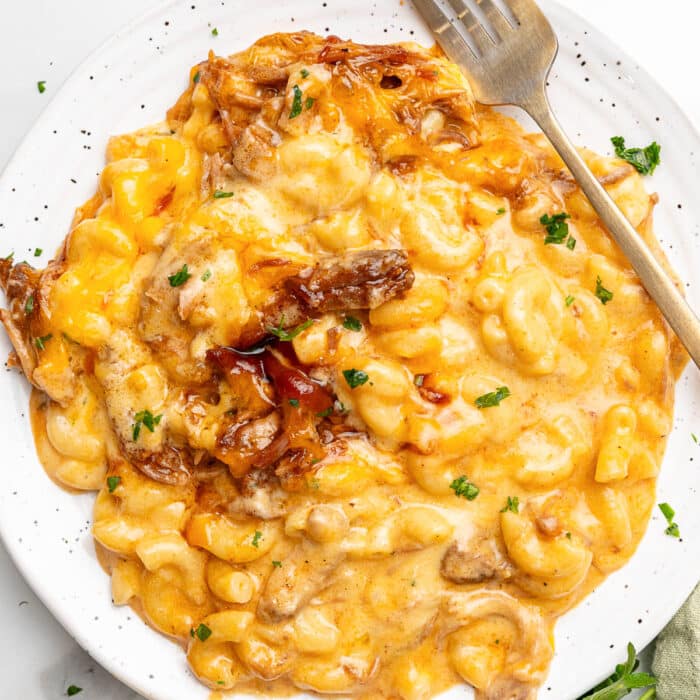 Pulled Pork Mac and Cheese - All She Cooks
