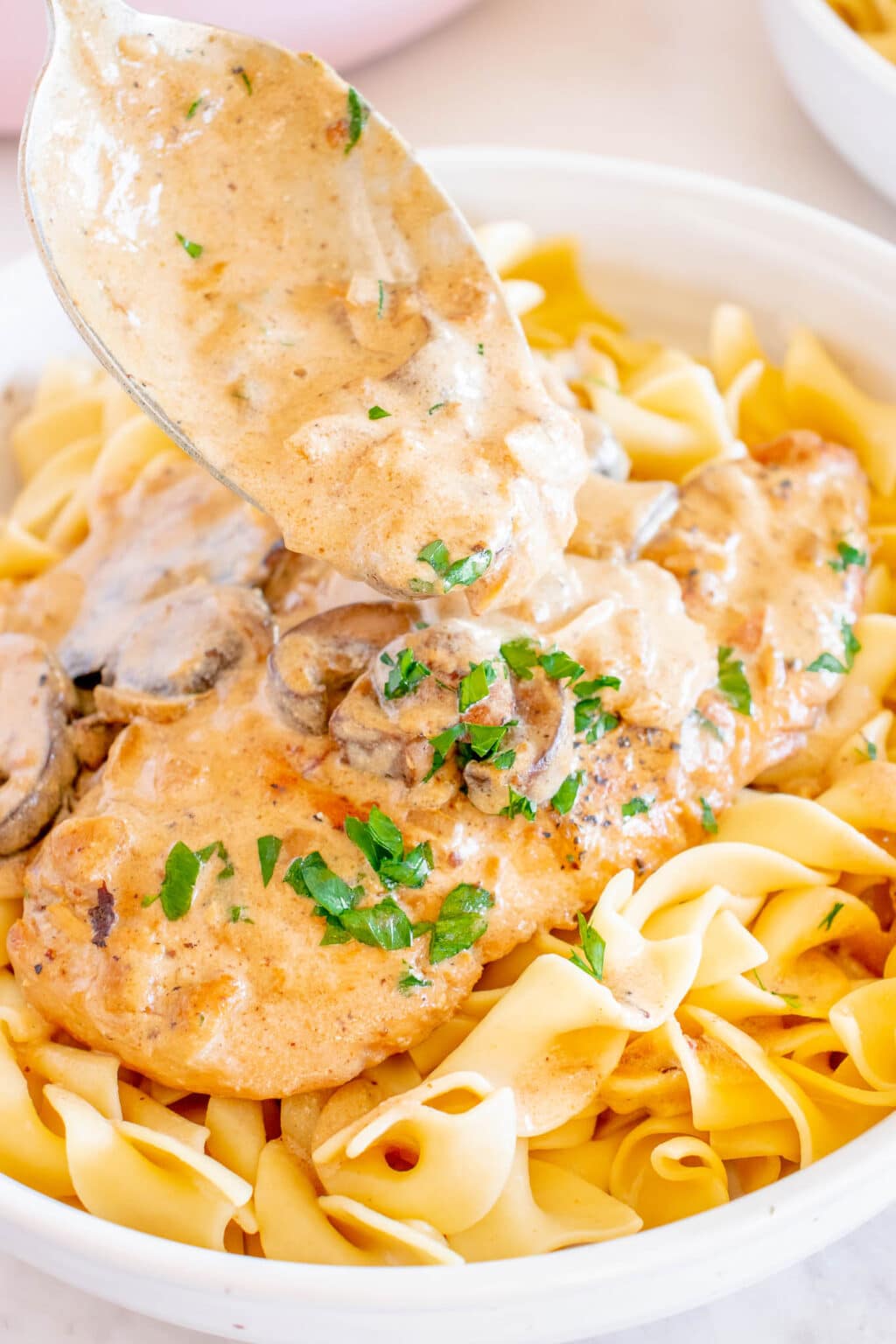 30-Minute Creamy Chicken Stroganoff - All She Cooks