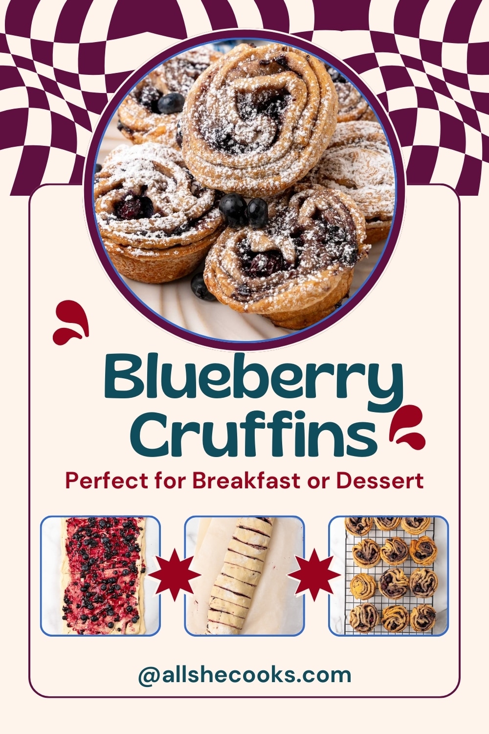 Blueberry Cruffins - All She Cooks